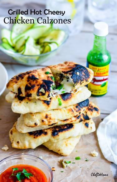 Grilled Hot Cheesy Chicken Calzone Recipe | ChefDeHome.com