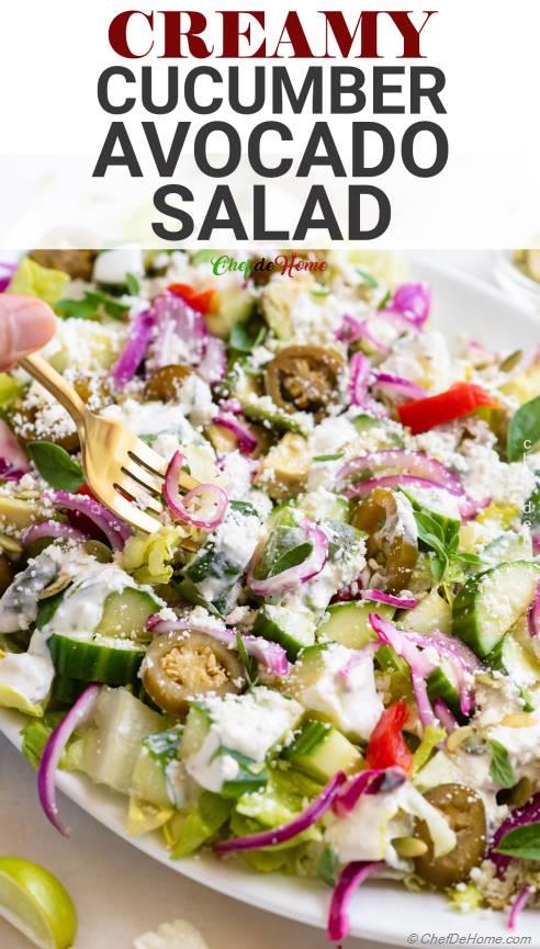 Cucumber Avocado Salad Recipe | ChefDeHome.com