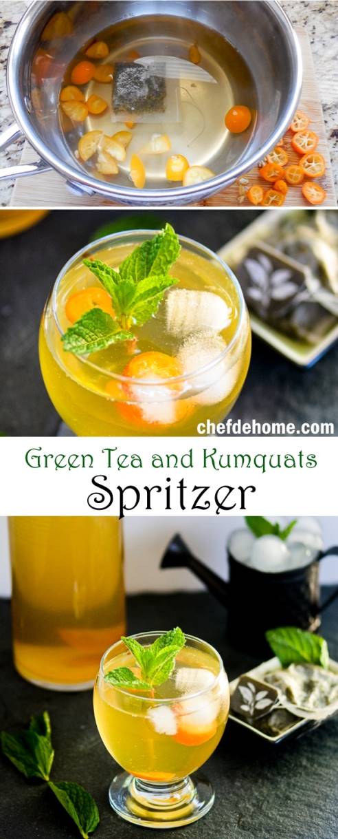 Sweet Green Tea and Kumquats Spritzer Recipe | ChefDeHome.com