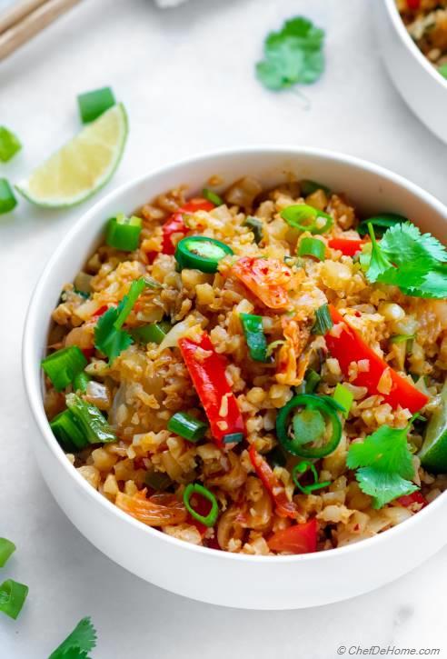 Kimchi Cauliflower Fried Rice Recipe | ChefDeHome.com