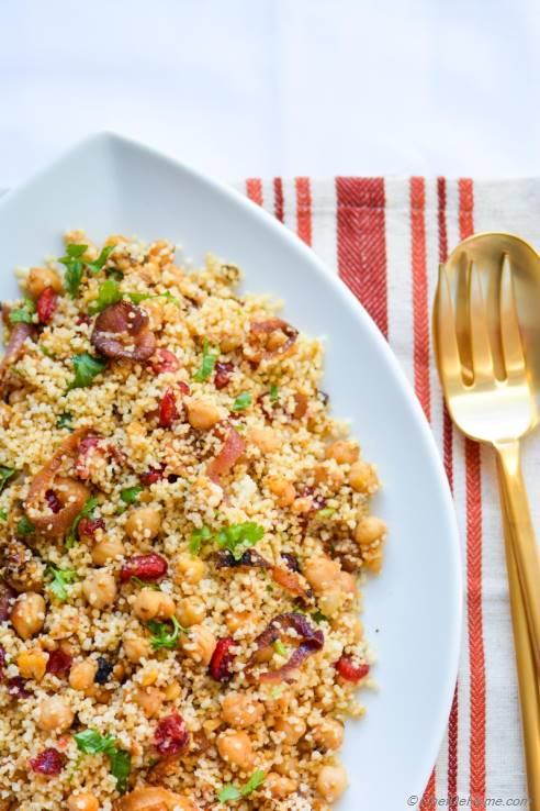 Moroccan Couscous Tfaya with Chickpeas and Cranberries Recipe ...