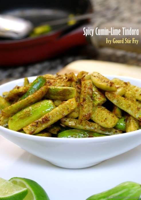 Spicy Crispy Cumin-Lime Tindora Recipe | ChefDeHome.com