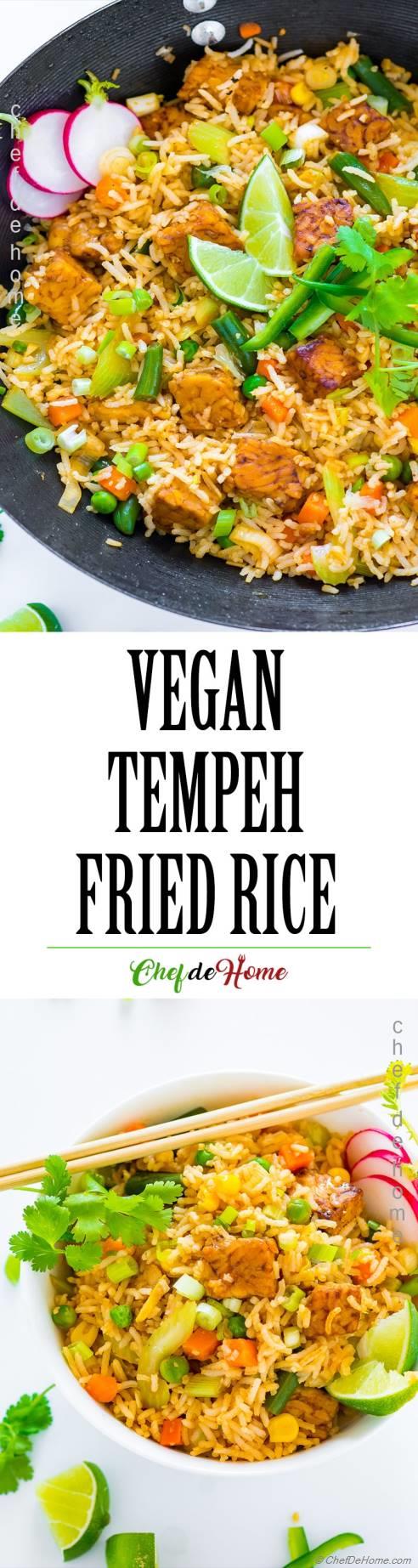 Vegan Fried Rice with Sriracha Tempeh Recipe | ChefDeHome.com
