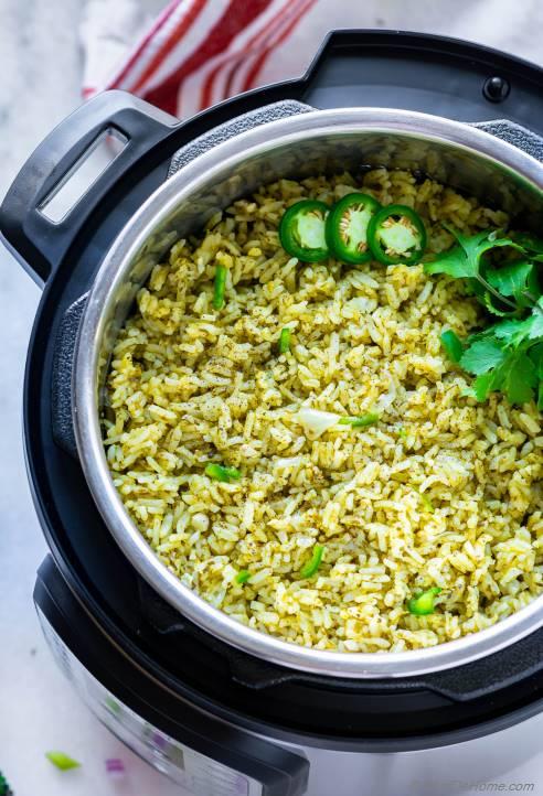 Instant Pot Mexican Green Rice Recipe | ChefDeHome.com