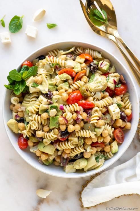 Chickpea Pasta Salad Recipe | ChefDeHome.com