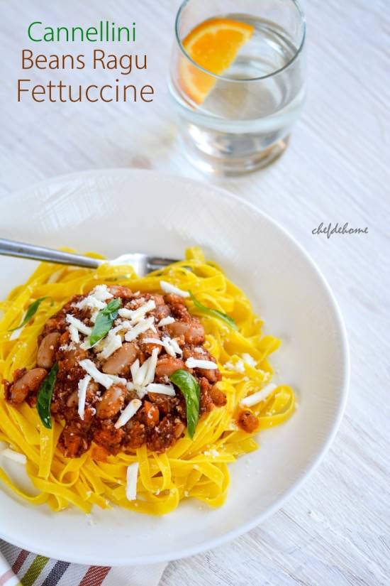Cannellini Beans Ragu Fettuccine Pasta Recipe | ChefDeHome.com