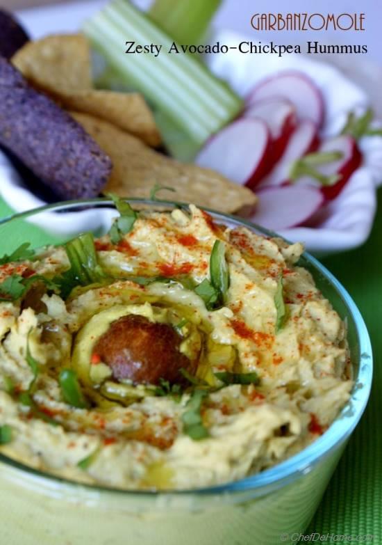 Zesty Avocado and Chickpea Hummus - Garbanzo-mole Recipe | ChefDeHome.com