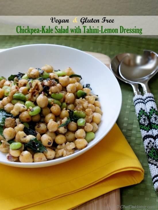 Chickpea-Kale Salad with Tahini-Lemon Dressing Recipe | ChefDeHome.com