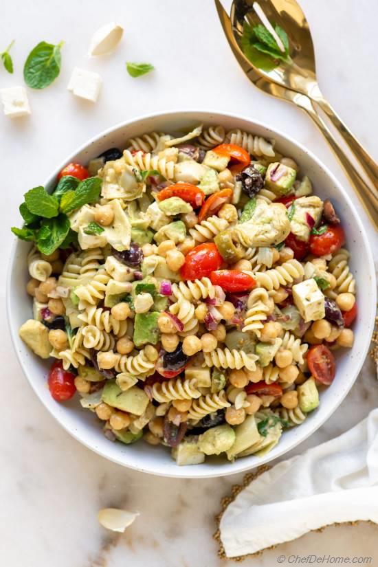 Chickpea Pasta Salad Recipe | ChefDeHome.com