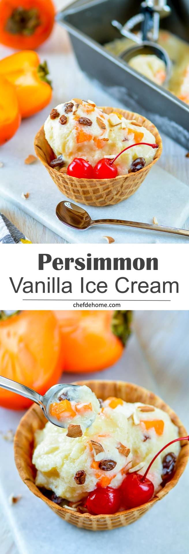 Homemade Persimmon Vanilla Ice Cream Recipe | ChefDeHome.com