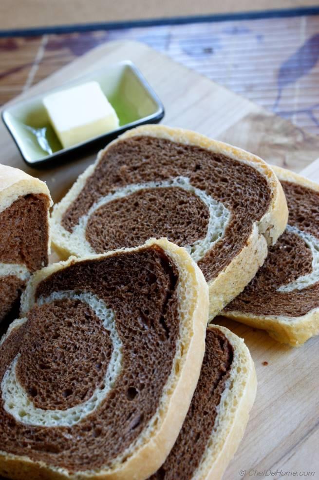White Swirl Chocolate Breakfast Bread Recipe | ChefDeHome.com