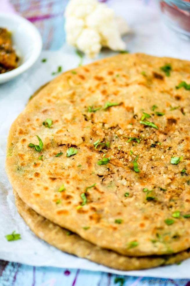 Shredded Cauliflower Stuffed Flat Bread Recipe | ChefDeHome.com