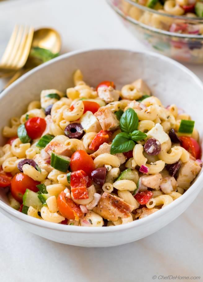 Italian Chicken Pasta Salad Recipe | ChefDeHome.com