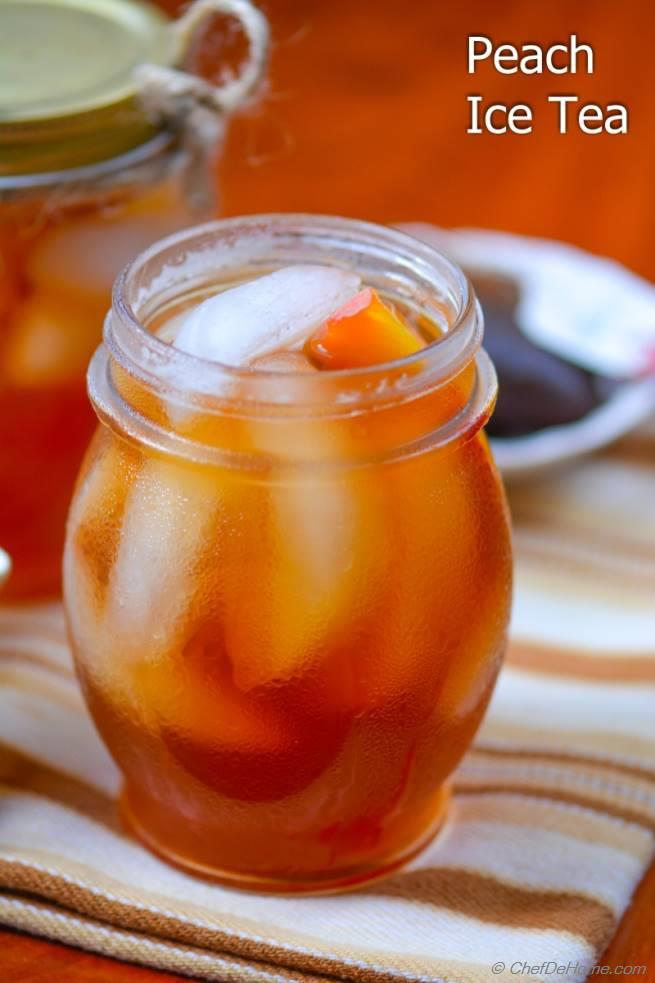 Refreshing Summer Peach Ice Tea Recipe | ChefDeHome.com