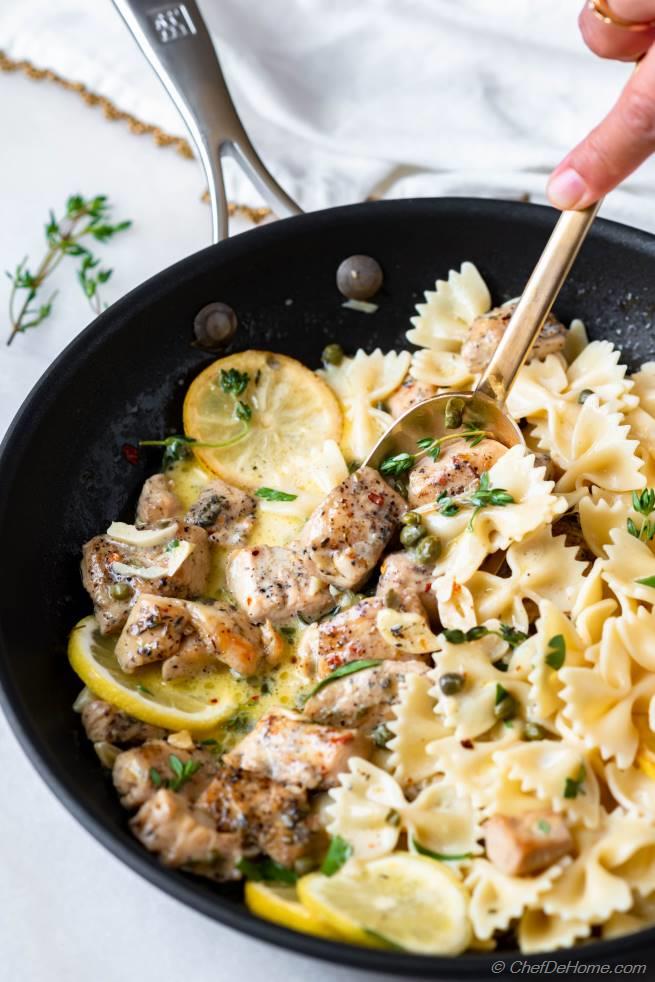 Chicken Piccata Pasta Recipe | ChefDeHome.com