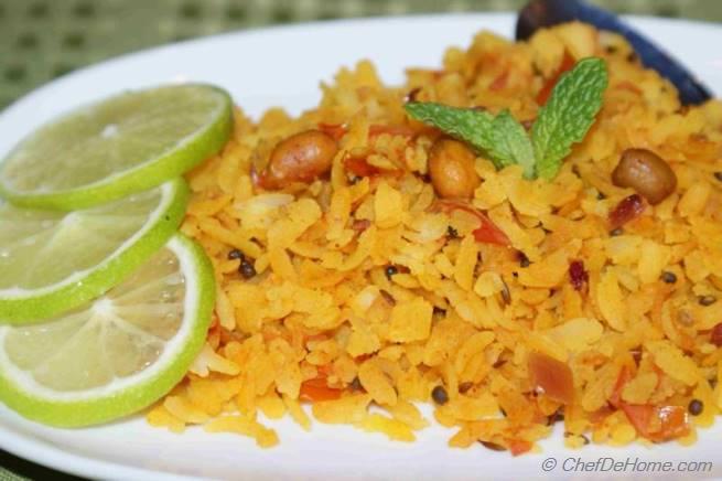 Poha - Rice Flakes Snack Recipe | ChefDeHome.com