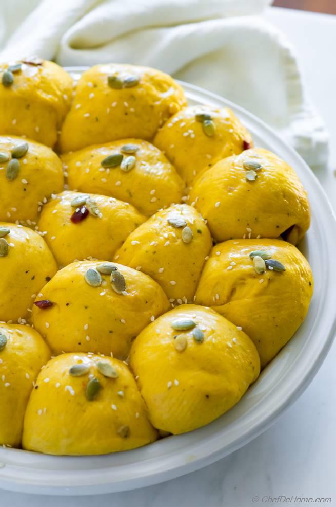 Pumpkin Dinner Rolls with Honey Ginger Butter Recipe | ChefDeHome.com