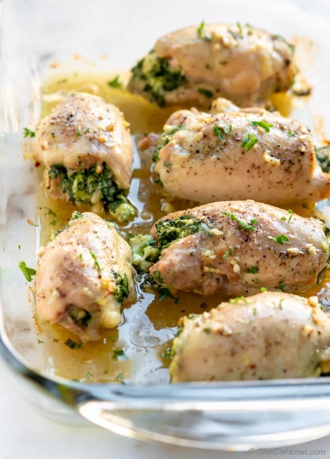 Spinach and Feta Stuffed Chicken Thighs Recipe | ChefDeHome.com