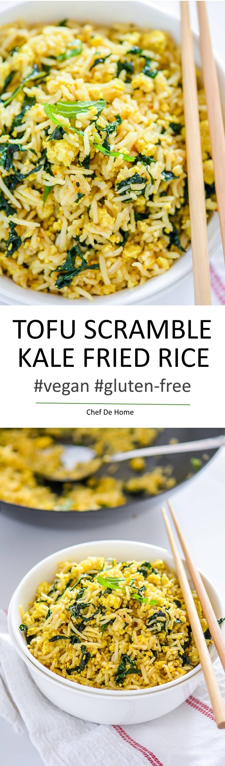 Vegan Tofu Scramble Kale Fried Rice Recipe | ChefDeHome.com