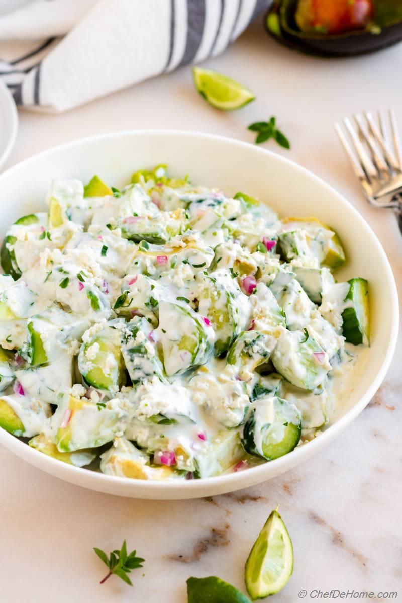Cucumber Avocado Salad Recipe | ChefDeHome.com