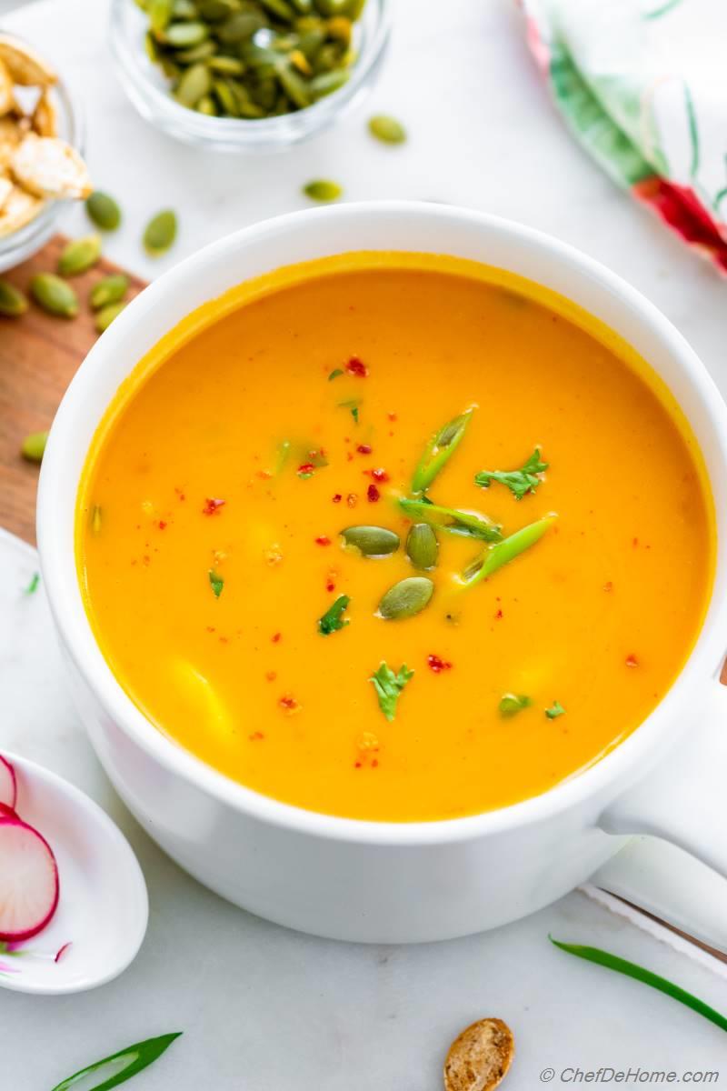 Thai Butternut Squash Soup With Coconut Milk Creamy Spicy Recipe