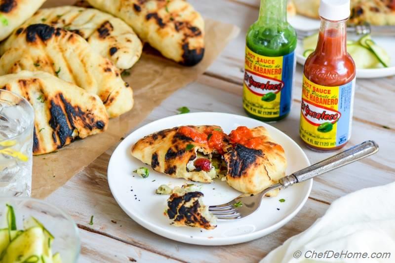 Grilled Hot Cheesy Chicken Calzone Recipe | ChefDeHome.com