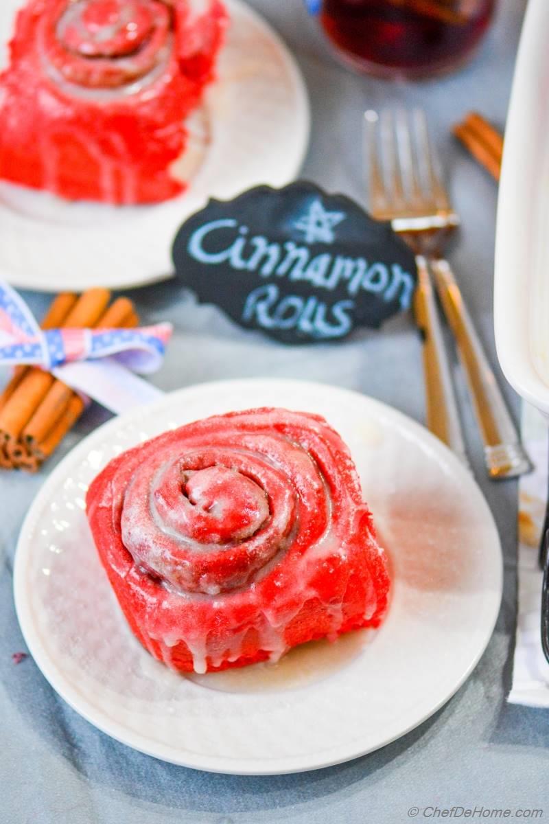 Red Velvet Cinnamon Rolls Recipe | ChefDeHome.com