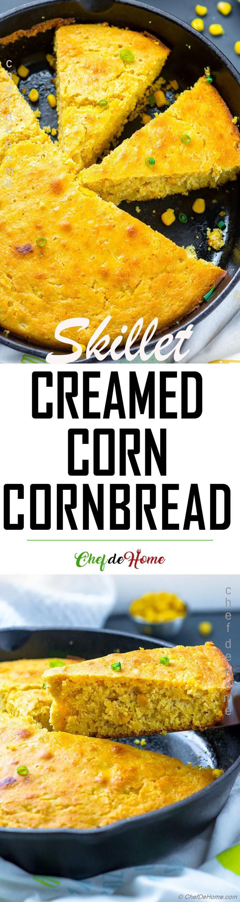 Skillet Cornbread with Creamed Corn - Skillet Cornbread Recipe | ChefDeHome.com