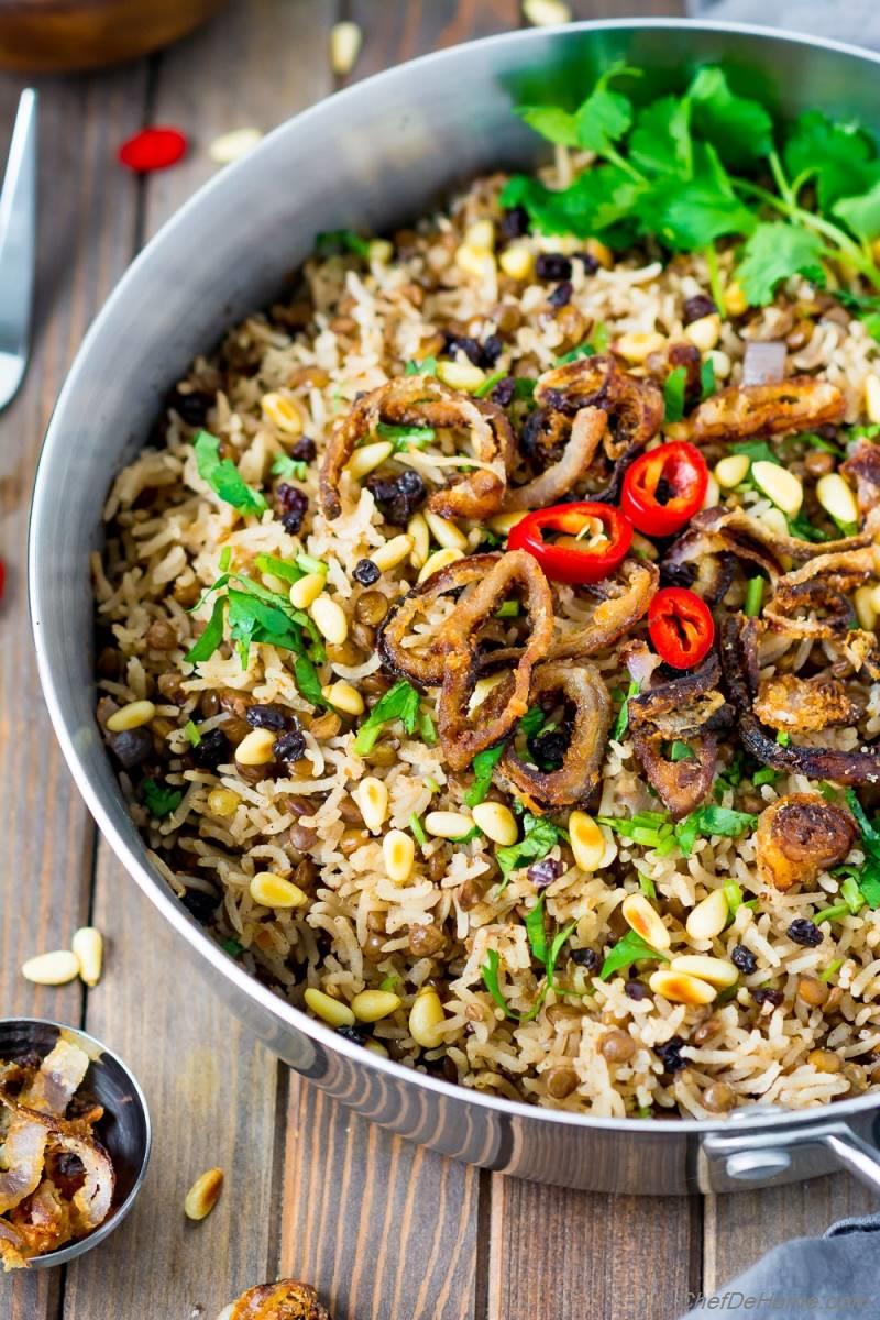 Mujaddara - Spiced Lentils and Rice Recipe | ChefDeHome.com