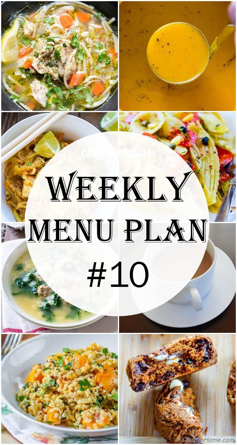 Weekly Meal Menu Plan - 10 Meals | ChefDeHome.com