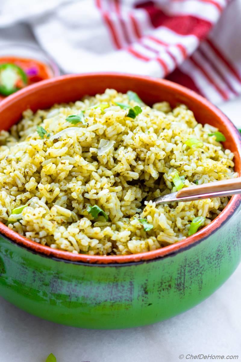 Instant Pot Mexican Green Rice Recipe | ChefDeHome.com