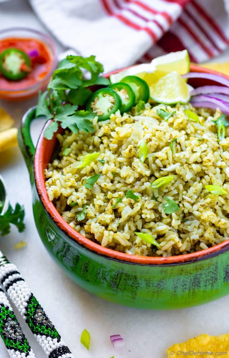 Instant Pot Mexican Green Rice Recipe | ChefDeHome.com