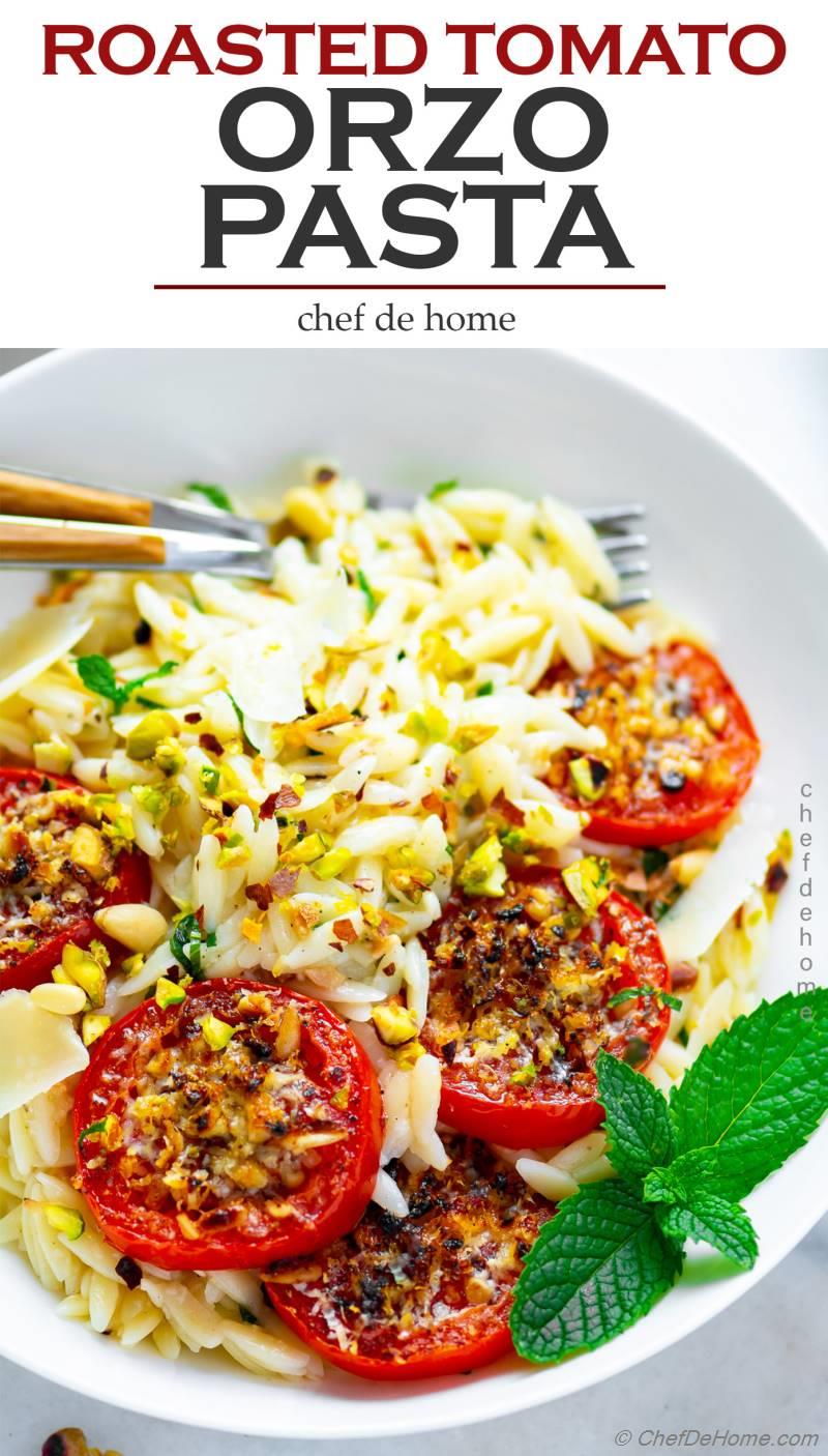 Roasted Tomatoes Orzo Pasta Recipe | ChefDeHome.com