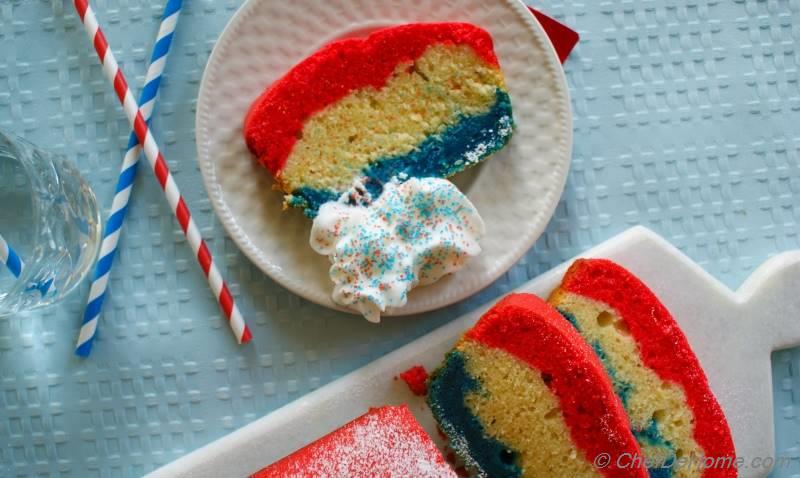Patriotic Tri-Color Pound Cake Recipe | ChefDeHome.com