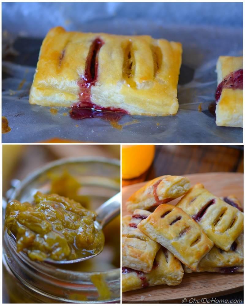 Petite Pastry Bites with Blueberry and Homemade Sour Grapes Preserve ...