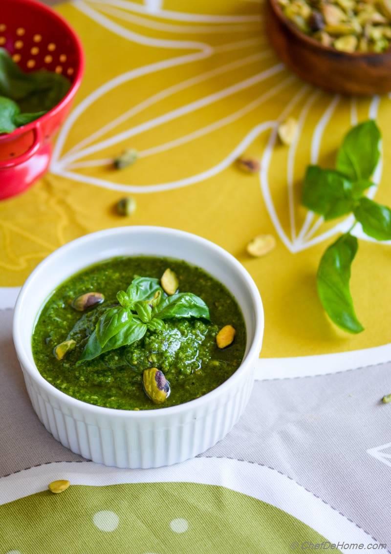 Pasta with Basil and Pistachio Pesto Recipe | ChefDeHome.com