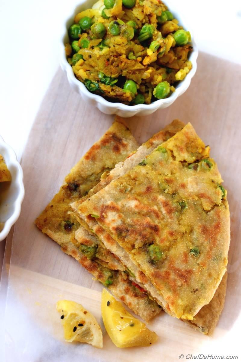 Spiced Potatoes and Peas Stuffed Flat Bread with Preserved Lemons ...