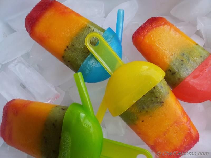 Tri-Color Fruit Ice Pops Recipe | ChefDeHome.com